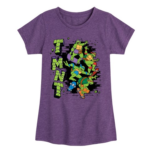 Girls' Teenage Mutant Ninja Turtles Skateboards Fitted Short Sleeve Graphic T-shirt - Heather ...