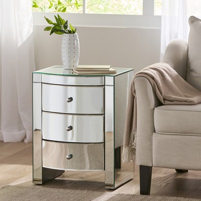 Mirrored Nightstand, Modern Side Table With 3 Drawers, Transparent ...