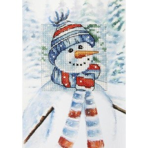 Orchidea Complete counted cross stitch kit - greetings card "Snowman ...