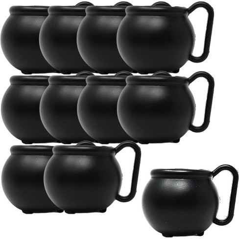 4e's Novelty Set Of 12 Black Cauldron Mugs 12 Oz, Halloween Cauldron ...