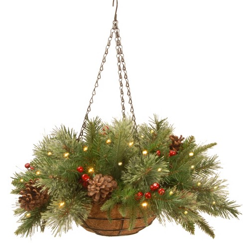 20" Prelit Led Colonial Hanging Basket Warm White Led Lights - National ...