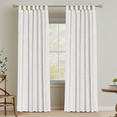 Natural Linen Tab Top Curtains Semi Sheer Curtains Cream 52“W x 84"L ...