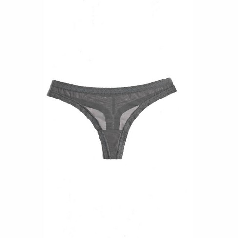 Women's Mesh Lace Trim Thong Panty - Blush Lingerie L : Target