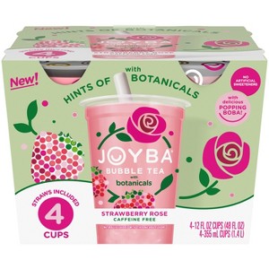 Joyba Strawberry Rose Caffeine Free Bubble Tea - 4pk/12 Fl Oz Cups : Target
