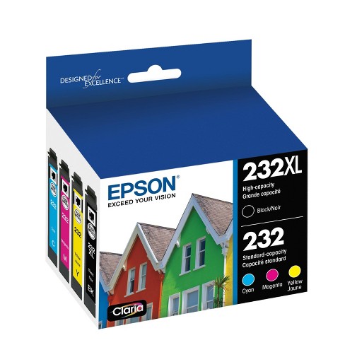 Epson 232xl Black 232 C/m/y 4pk Ink Cartridges - Black Cyan Magenta Yellow (t232xl-bcs) : Target