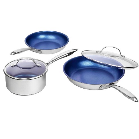Granitestone Blue Stainless Steel 5 Piece Cookware Set : Target