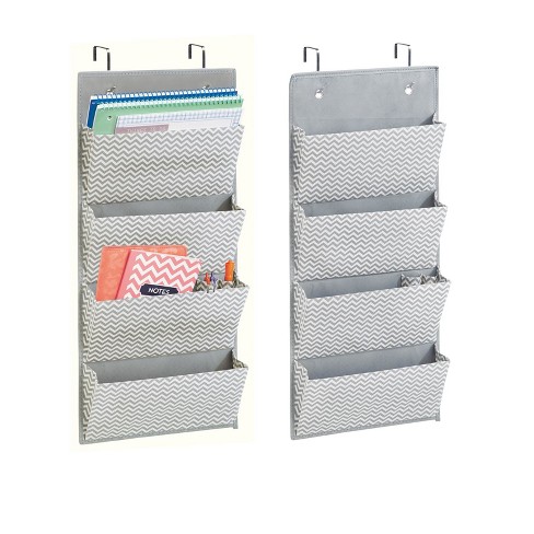 Mdesign Soft Fabric Over Door Hanging Office Storage, 4 Pockets, 2 Pack ...