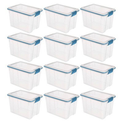 Sterilite 20 Quart Stackable Clear Plastic Storage Tote Container with ...