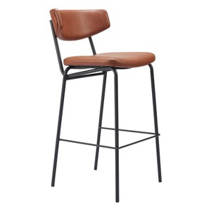 HomeStock 24.5 in. H Vintage Brown Finish High Back Metal Bar Stool ...