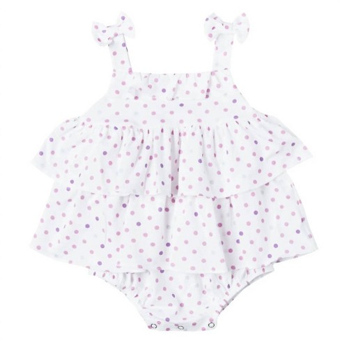 Girls' Polka Dot Ruffle Romper - Petit Confection 12m : Target