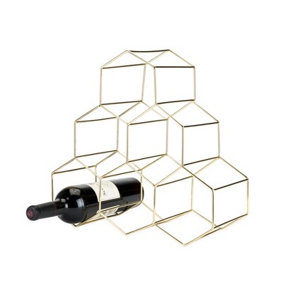 Twine Pyramid 6 Bottle Wood Wine Rack, Holds 6 Standard Wine Bottles ...