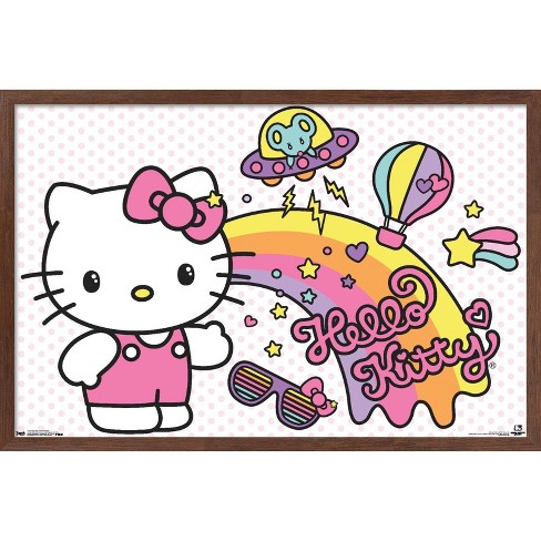 Trends International Hello Kitty - Retro Rainbow Framed Wall Poster ...
