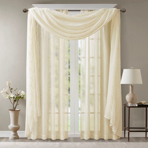 Diamond Pattern Tassel Trim Draping Window Valance, Lightweight Fabric ...