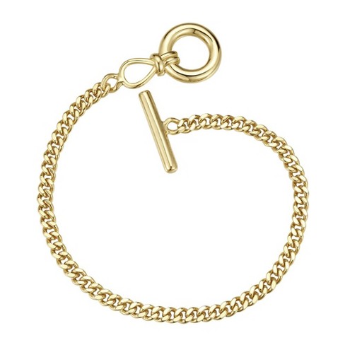 14k Gold-plated Chain Bracelet Adorned With Clear Cubic Zirconia ...