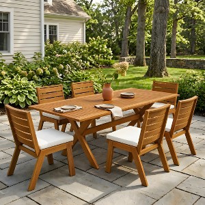 Christopher Knight Home Phrike 7 Piece Rustic Outdoor Acacia Wood ...