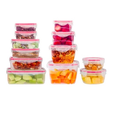 Lexi Home Plastic Containers With Snap Lock Lids (set Of 12) In Red ...