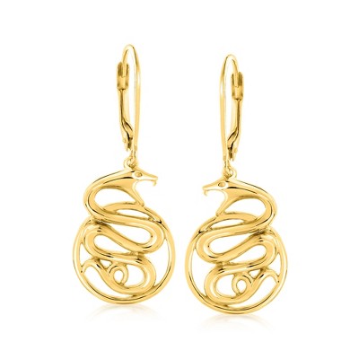 Ross-Simons 18kt Gold Over Sterling Snake Drop Earrings : Target