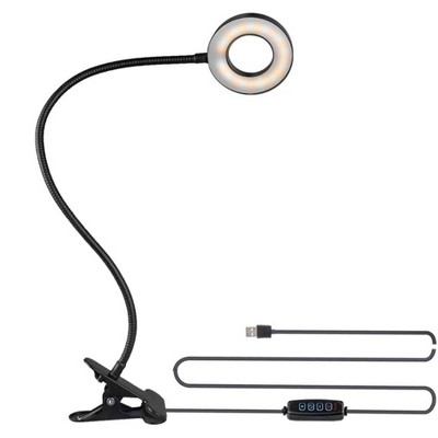Capture Clip on Ring Light Table Lamp: Touch Sensor, 3-Level Brightness ...