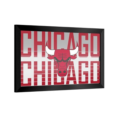 Chicago Bulls City Black Framed Bar Mirror By Trademark Gameroom : Target