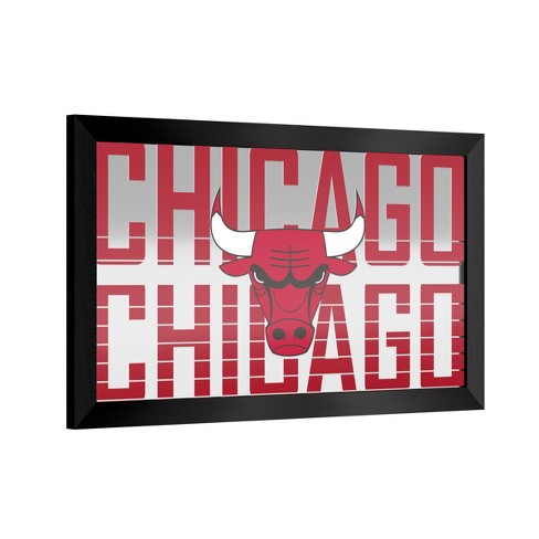Chicago Bulls City Black Framed Bar Mirror By Trademark Gameroom : Target