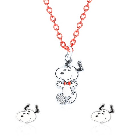 Peanuts Snoopy Fashion Necklace And Earring Set, 16 + 3'' Chain : Target