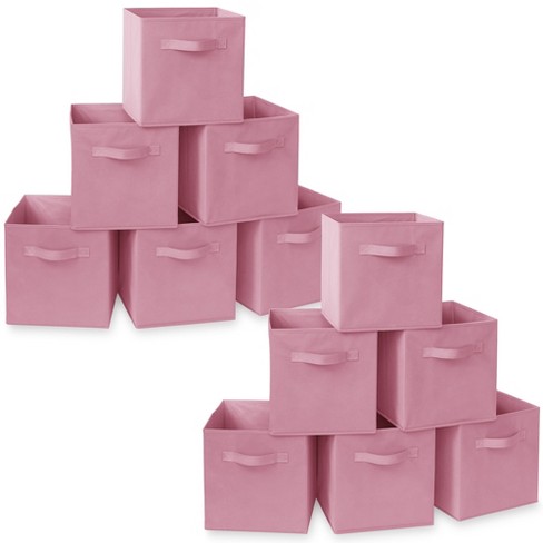 Casafield Set Of 12 Collapsible Fabric Storage Cube Bins, Light Pink ...