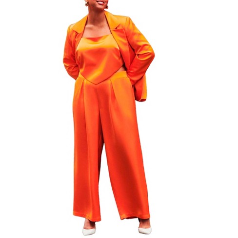 Eloquii Women’s Plus Size Pleated Wide Leg Satin Trouser, 20 ...