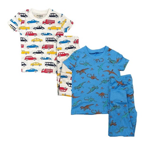 Blue Dinosaurs/cars 2 Pack Shortsleeve Pajamas : Target