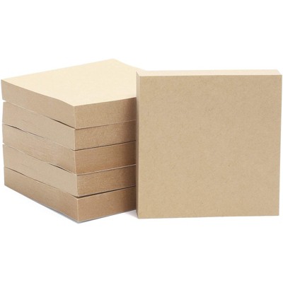 Juvale 6-pack Kraft Paper Sticky Notes 3x3 Inch, Brown Self-adhesive ...