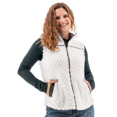 Women's Zip Up High Pile Fleece Vest S Camel -white Mark : Target
