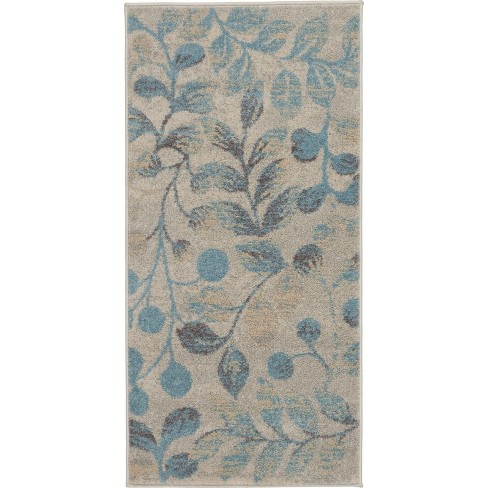 Nourison Tranquil 2' X 4' Ivory/turquoise Area Rug Contemporary ...