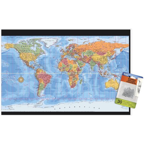 Trends International Map - World Time Zones Unframed Wall Poster Print ...