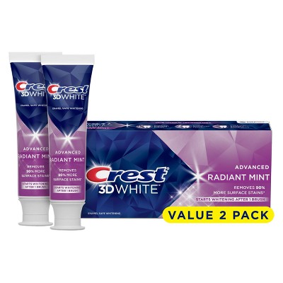 Crest 3d White Advanced Teeth Whitening Toothpaste, Radiant Mint - 3 ...