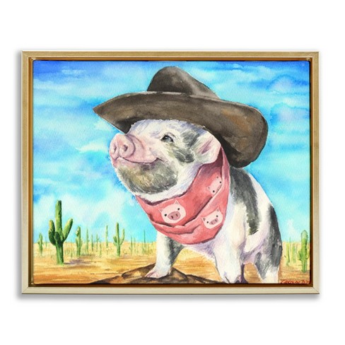 Stupell Industries Wild West Cowboy Pig, 31" X 25" : Target