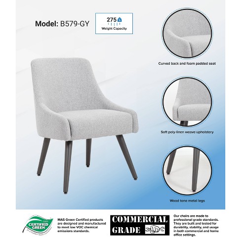 Boyle Guest Chair Gray: Comfortable Lumbar Support, Metal Frame - Boss ...