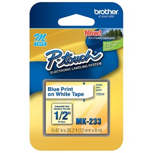 Brother P-touch M-K233 Blue on White Non-Laminated Label Tape 1/2" (0. ...