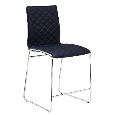 HomeStock 25.4 in. H Black Finish Low Back Metal Bar Stool with Faux ...