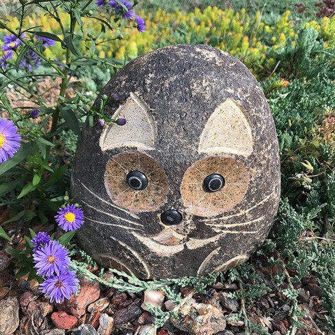 Stone Age Creations Hand-carved Granite Boulder Cat – Unique Natural ...
