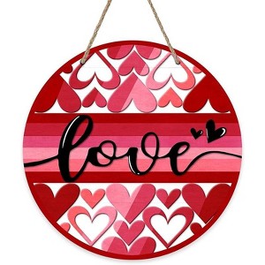 Lomsoe Valentine's Day Love Sign Pink Red Hearts Welcome Door Decor ...