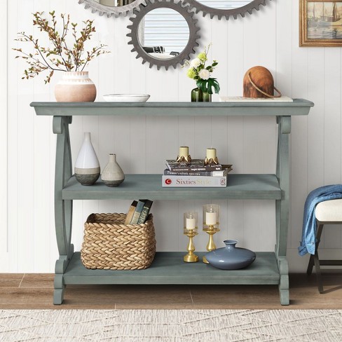 Console Table Storage With 2-tier Green, Sofa Table Behind Couch With ...