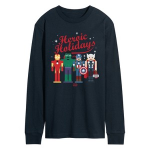 Men's Avengers Heroic Holidays Long Sleeve Graphic T-Shirt - Navy ...