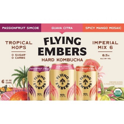 Flying Embers Hard Kombucha Seasonal Variety - 6pk/ 12 Fl Oz Cans : Target