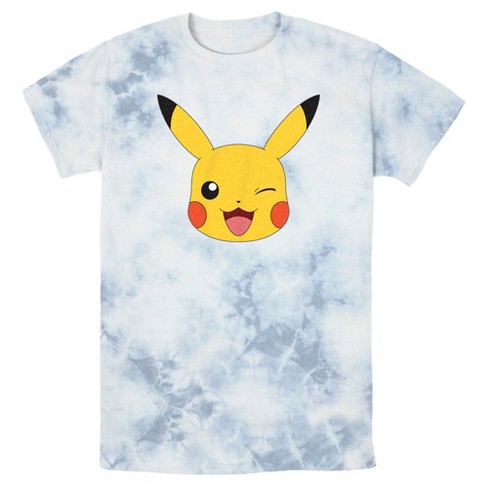 Men's Pokemon Pikachu Wink Face T-shirt - White/blue - Small : Target