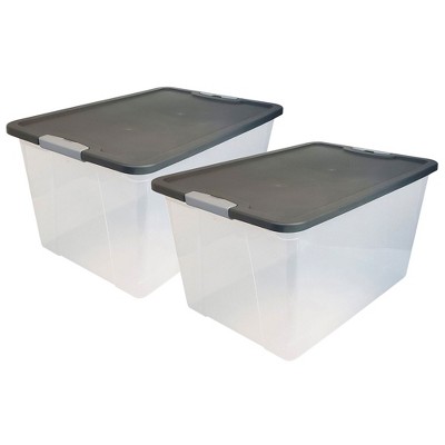 Sterilite 64 Quart Latching Hinged See-through Plastic Stacking Storage ...