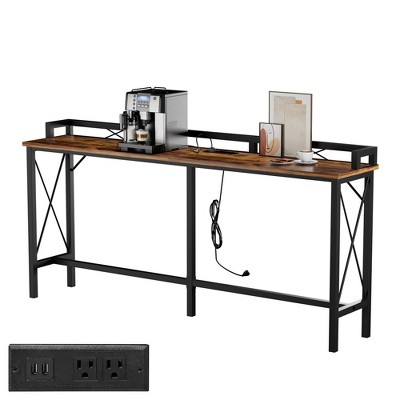 Tribesigns 55.1 Inches Narrow Long Wooden Console Table, Rustic Brown ...