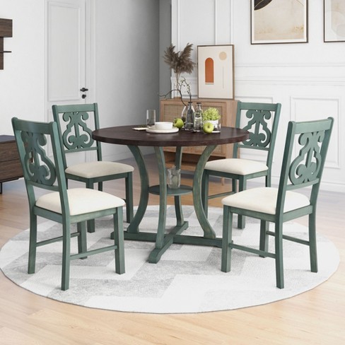 Nicbex Round Dining Table For 4 Kitchen Table With Mdf Tabletop, 4 ...
