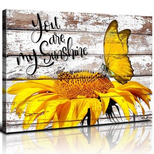 Rustic Sunflower Wall Art Butterfly Pictures Sunflower Kitchen Decor ...