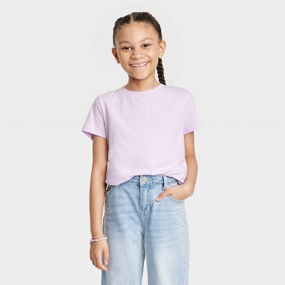 Girls' Short Sleeve T-shirt - Cat & Jack™ Soft Violet M : Target