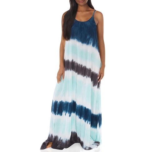 Riviera Sun Womens Maxi Dress Tie Die Spaghetti Strap Long Sundress ...