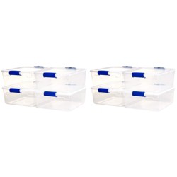 Homz 31 Quart Heavy Duty Clear Plastic Stackable Storage Containers, 4 ...